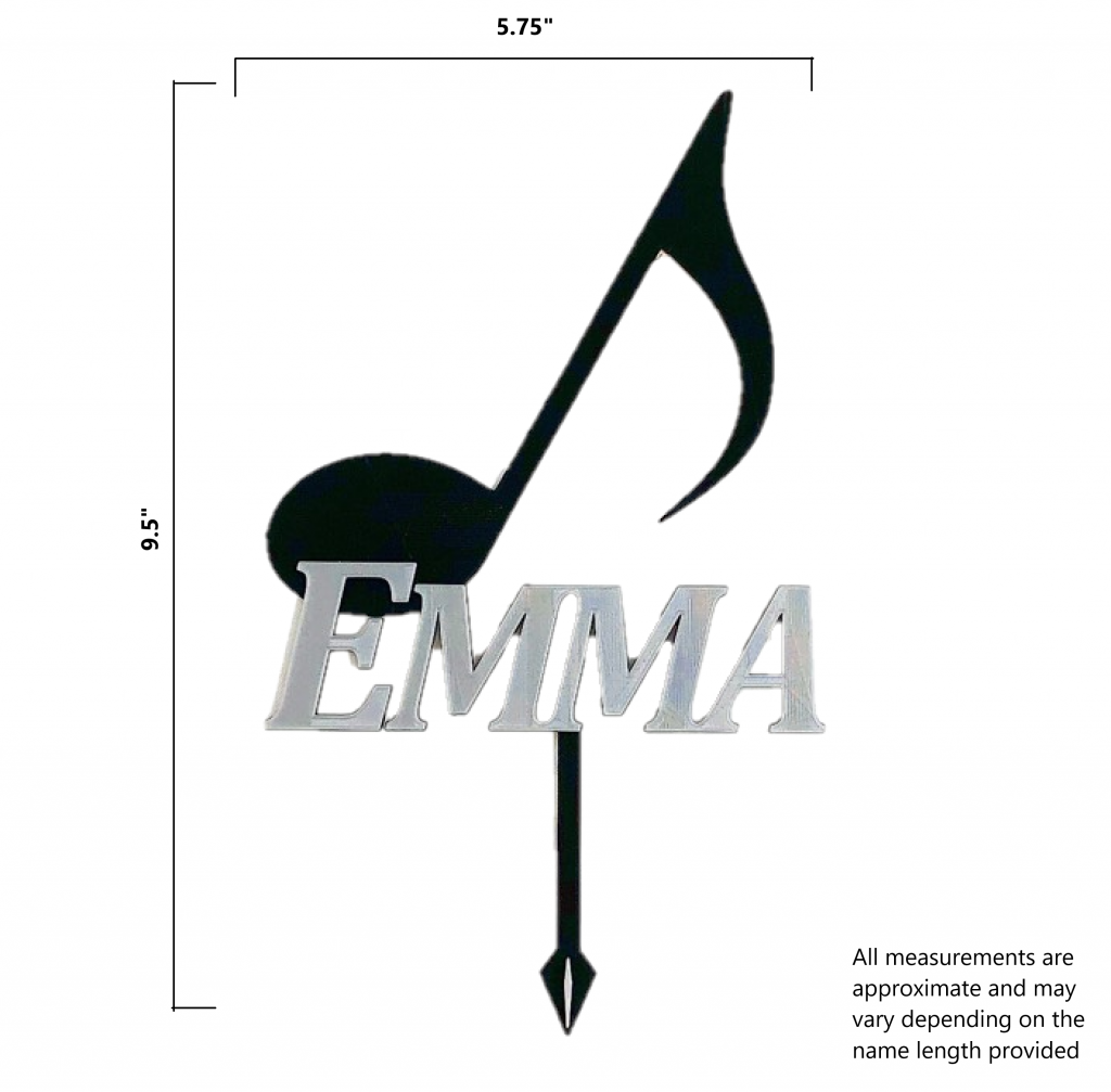 Music Note Personalized Birthday Cake Topper - 3D Wade Creations