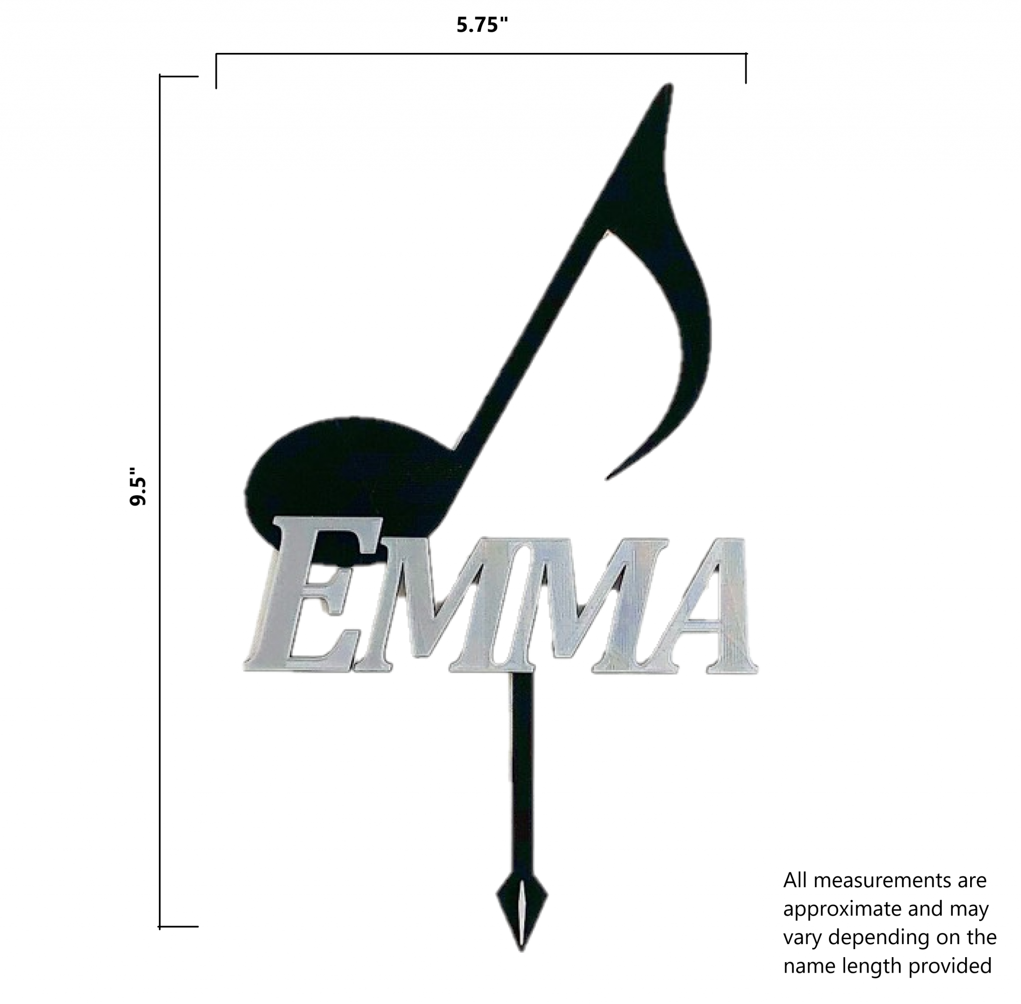 Music Note Personalized Birthday Cake Topper - 3D Wade Creations