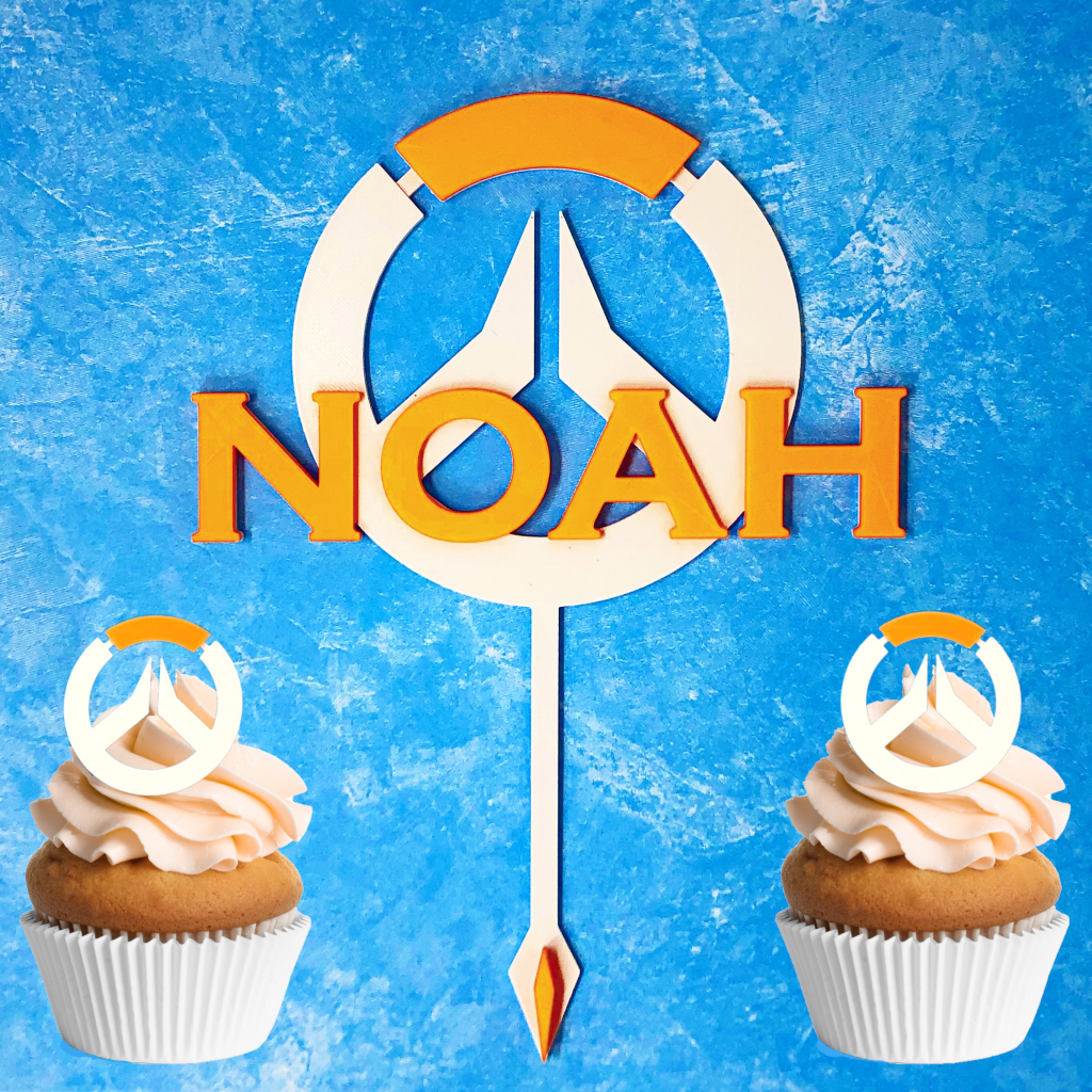 Overwatch Cake and Cupcake (1 Doz) Topper Combo – 3D Wade Creations
