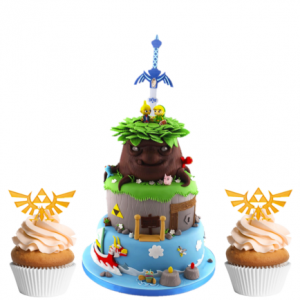 Zelda Master Sword Cake and Zelda Crest Cupcake (1 Doz) Topper Combo ...