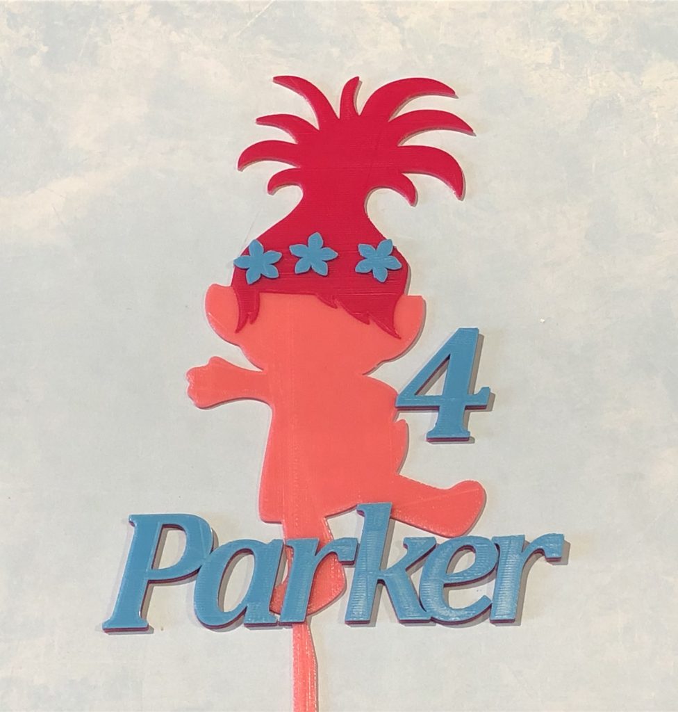 Poppy Trolls Personalized Birthday Cake Topper – 3D Wade Creations